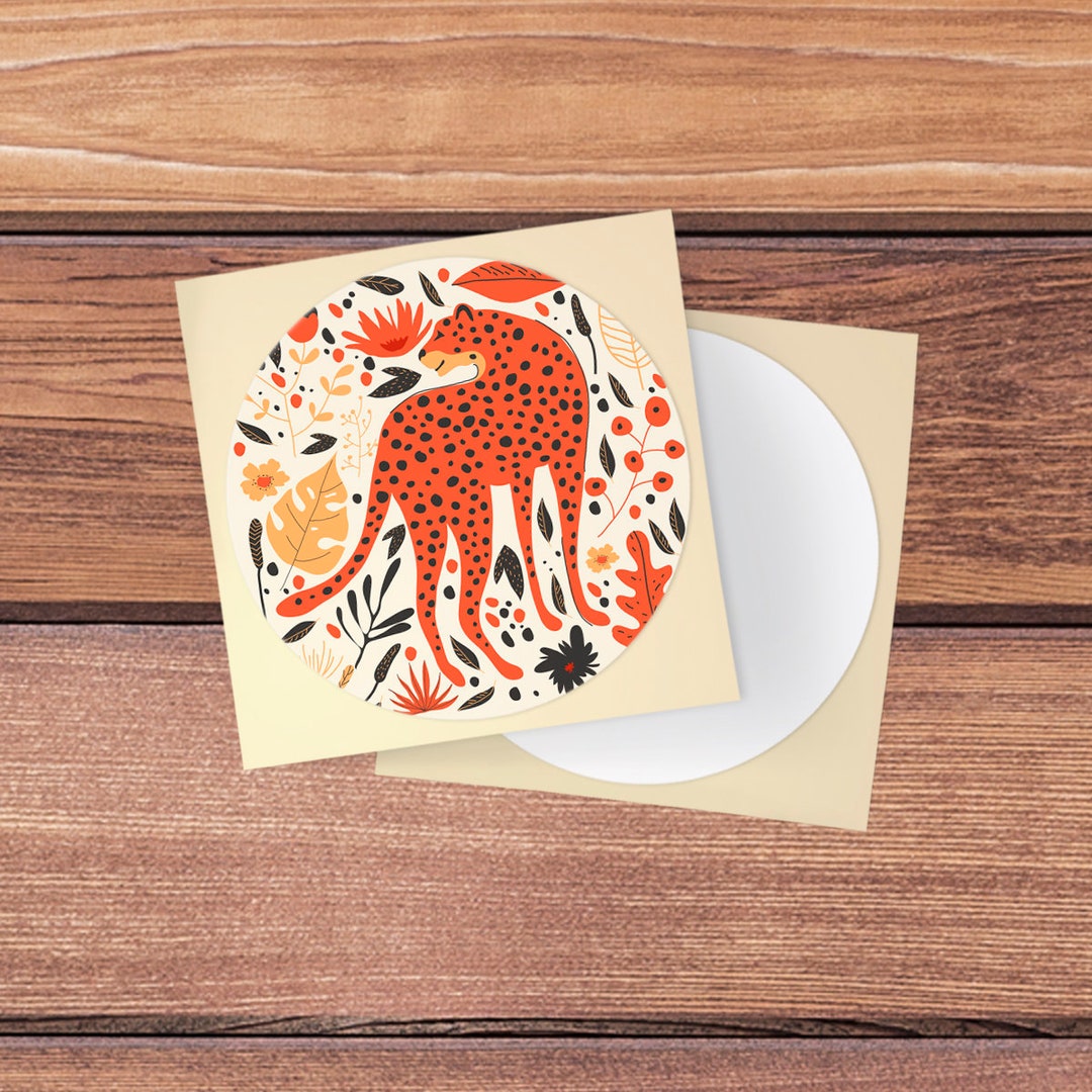 Cheetah Art Animal Print Sticker Animals Floral Skin Round Skin Sticker ...