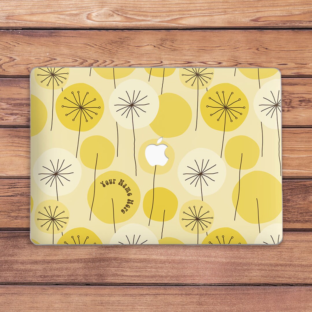 Yellow Dandelion Art MacBook Case Name Custom MacBook Case Floral ...