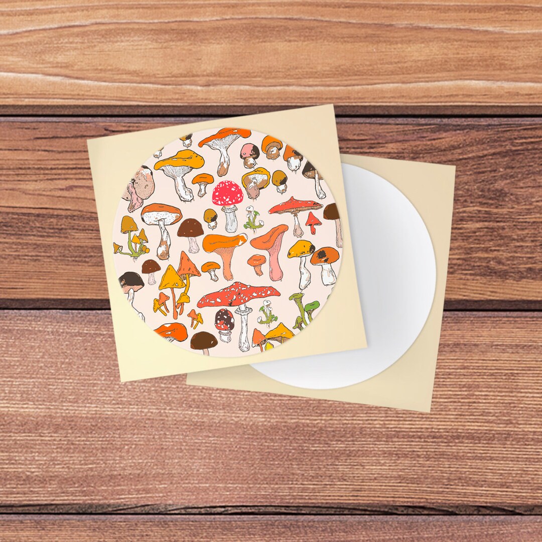 Mushrooms Art Forest Plants Round Skin Sticker Decal for Popsocket ...