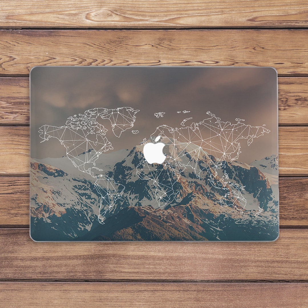 World Map Art Mountains Print MacBook Case Nature MacBook Hard Case ...
