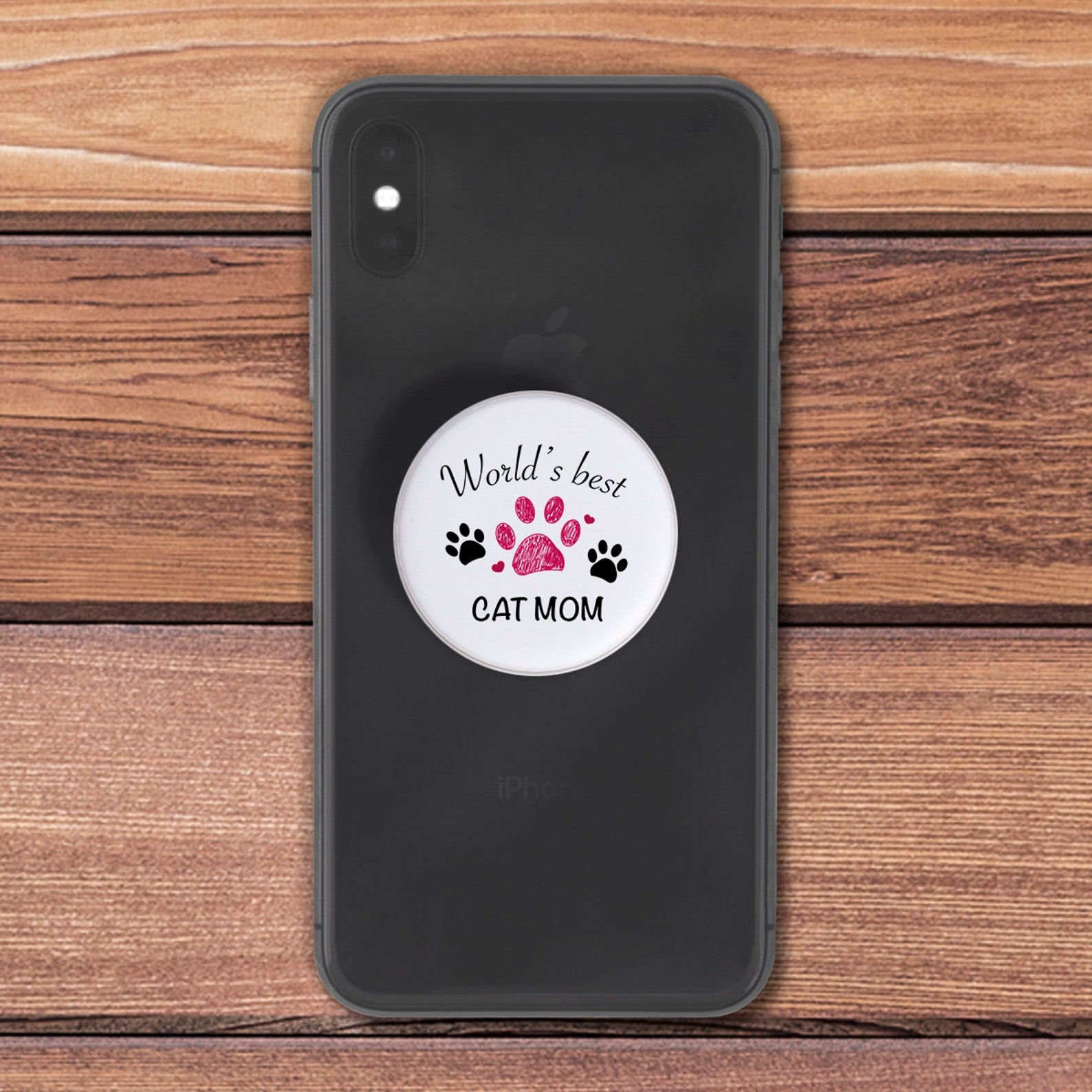 Worlds best Cat mom Funny skin Fits pop socket Pink paw Animal | Etsy
