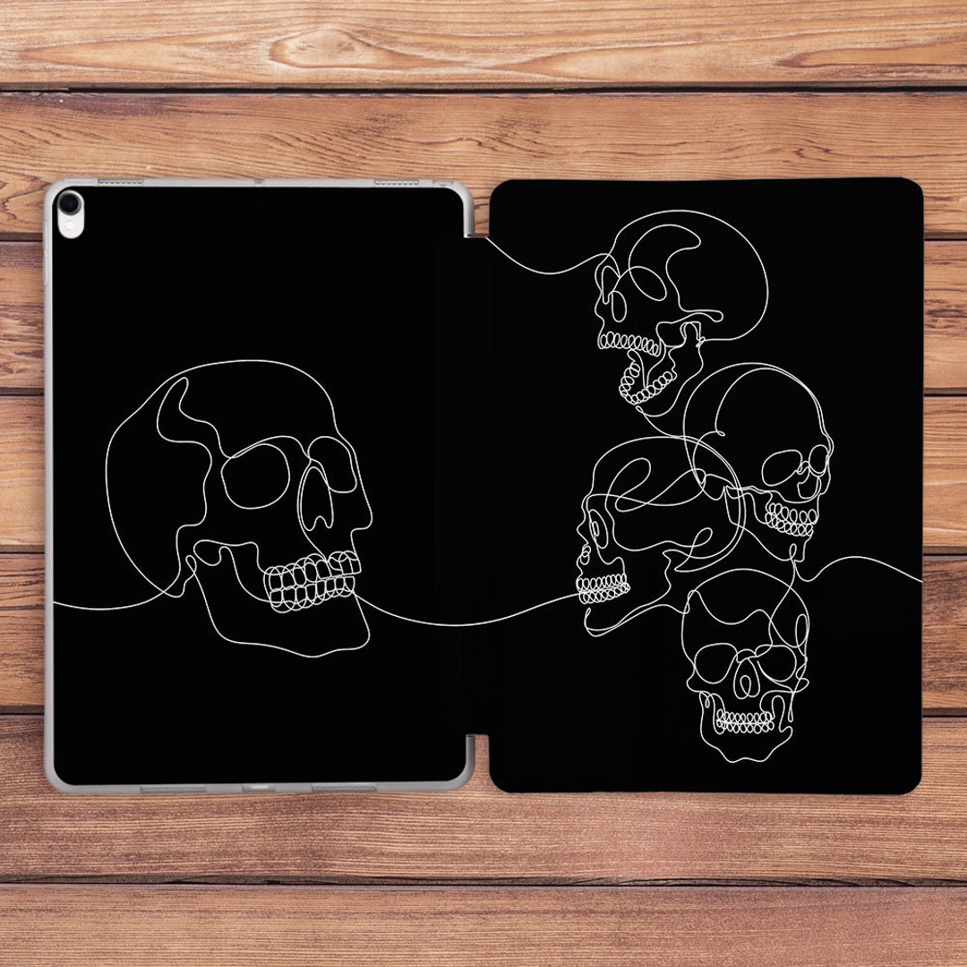 IPad Case Skulls Gothic One Line Print iPad Case Black Scary Creepy Art ...