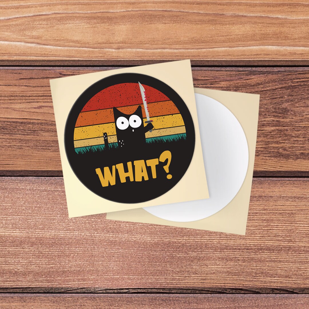 Funny Black Cat Round Skin Sticker Decal Fits Popsocket for Popcup Fits ...