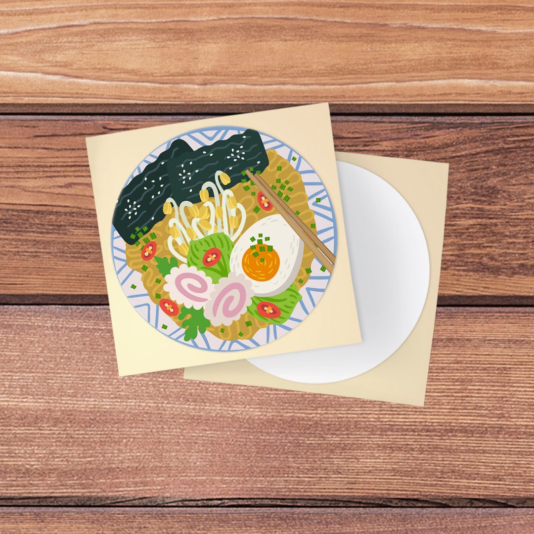 Ramen Soup Print Sticker Decal for Popsosocket Rainbow Art Chinese Art ...
