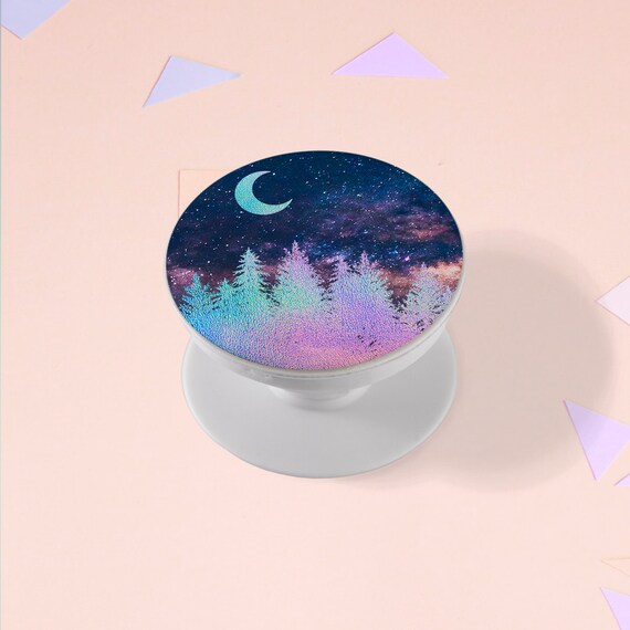 For pop socket Floral skin forest Moon Sticker trees Nature | Etsy