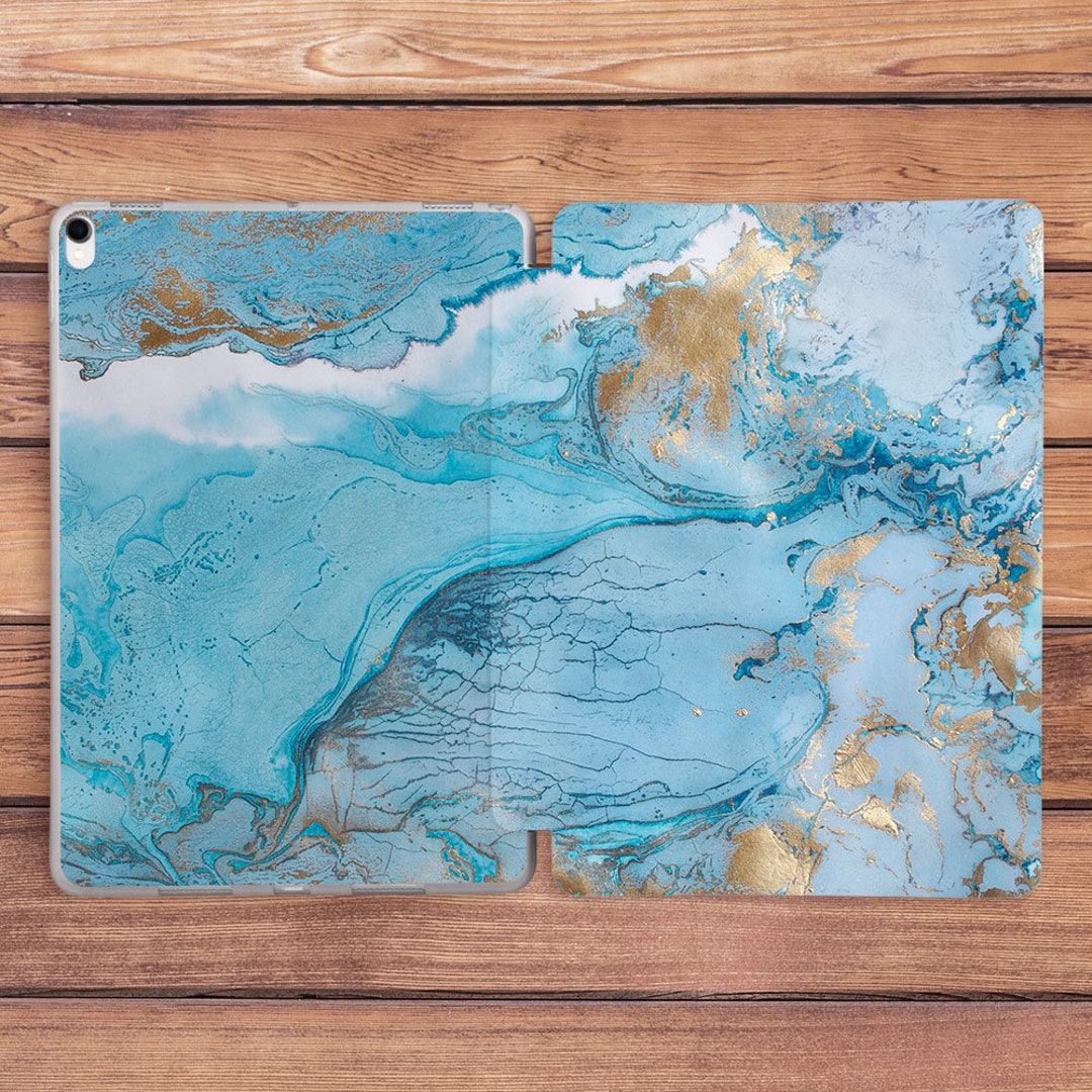 Blue Watercolor Print iPad Case Marble iPad Smart Case Elegant Stone ...