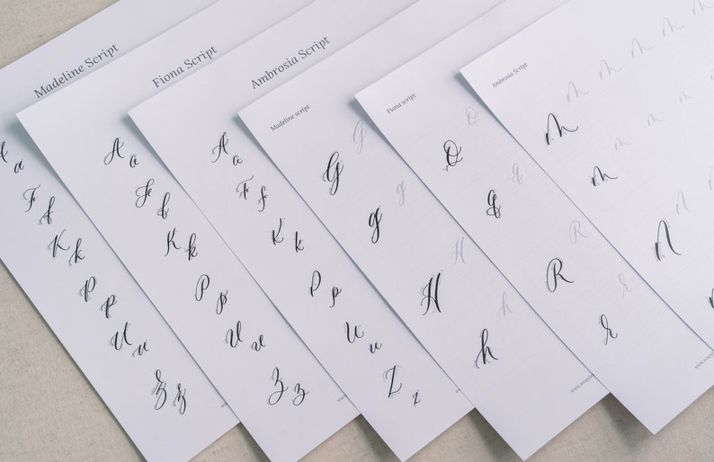 3 Script Bundle | Modern Calligraphy Printable Worksheets - Etsy