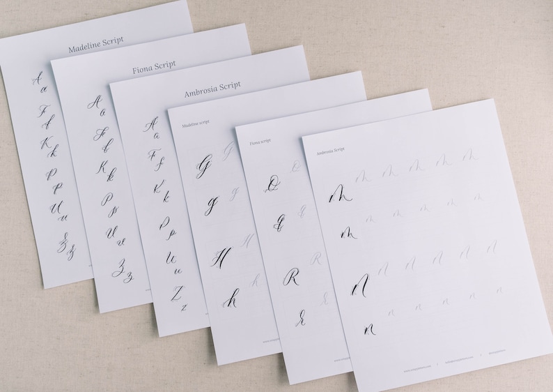 3 Script Bundle | Modern Calligraphy Printable Worksheets - Etsy