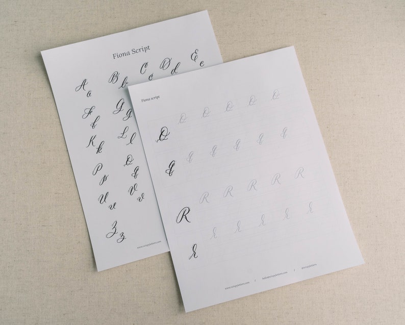 Fiona Script | Modern Calligraphy Printable Worksheets - Etsy