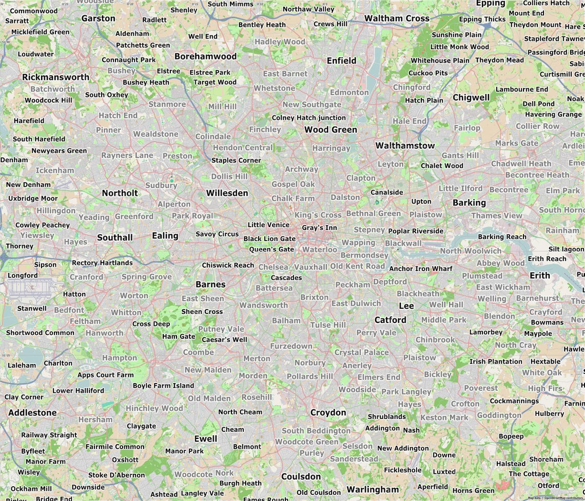 London Map. A1, A3, A4 Sizes. Printable London Map. Digital Download ...