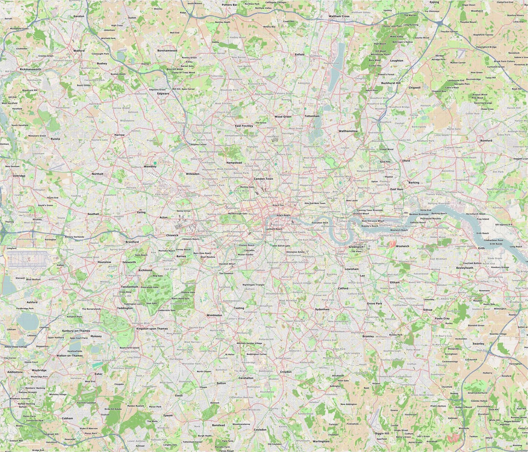 Large London Map. A1, A3, A4 Sizes. Printable London Map. Dijital ...