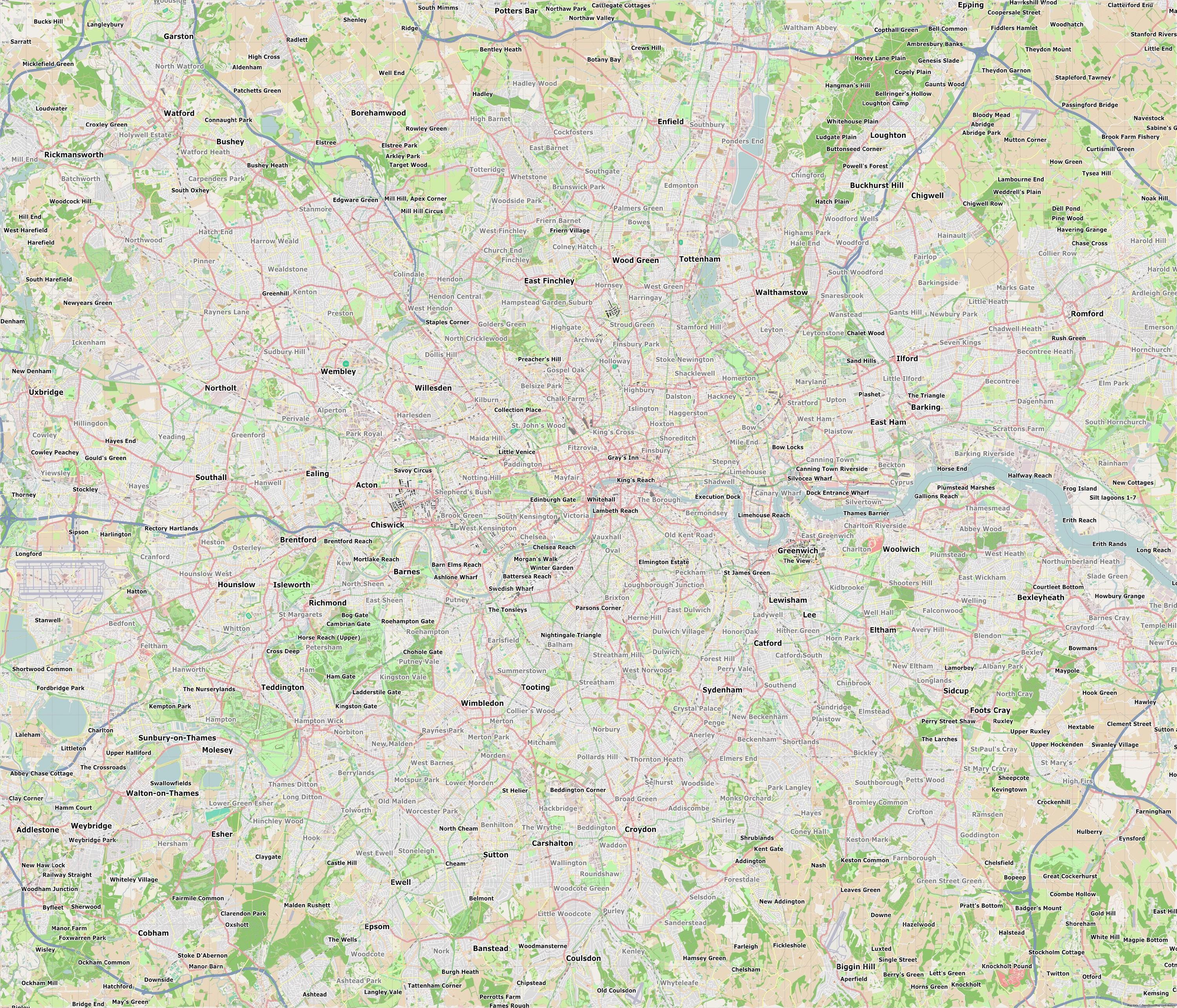 London Map. A1, A3, A4 Sizes. Printable London Map. Digital Download ...