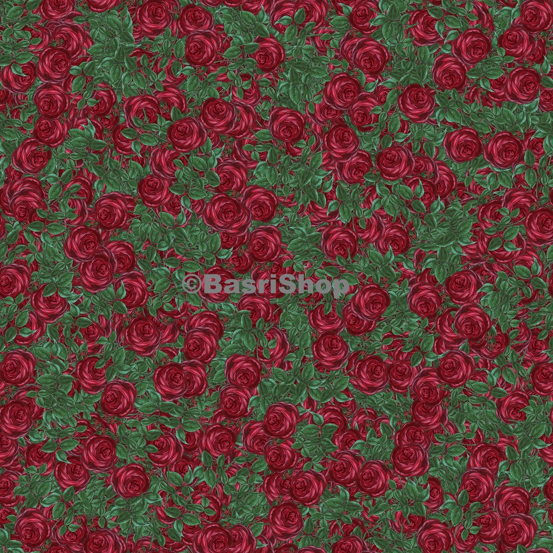 Red Rose Digital Background, Red Rose Seamless Pattern, Red Rose ...