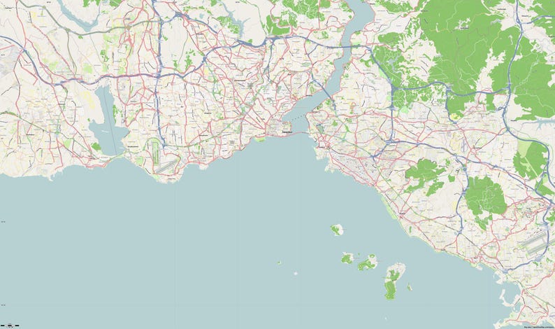 Extra Large Istanbul Map. 43x26 Inch Map of Istanbul. Covers All of ...