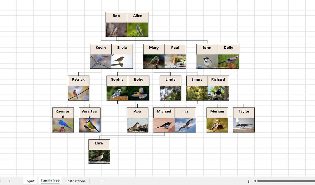 Excel Family Tree Maker. Custom DIY Family Tree. Custom Excel Family ...