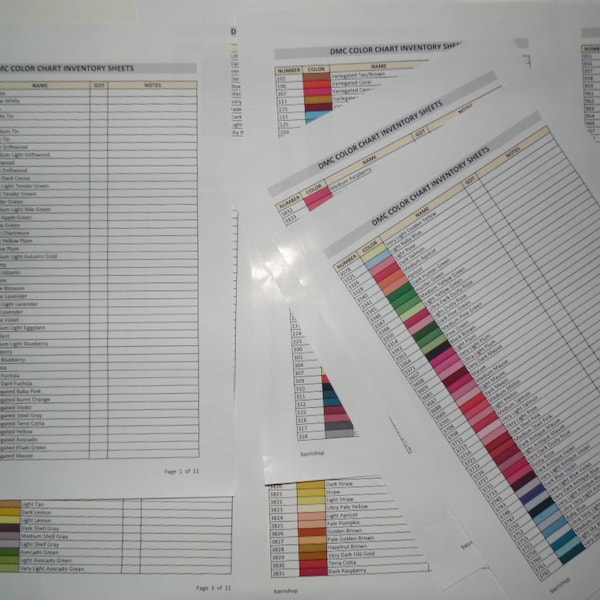Dmc Floss Color Chart - Etsy