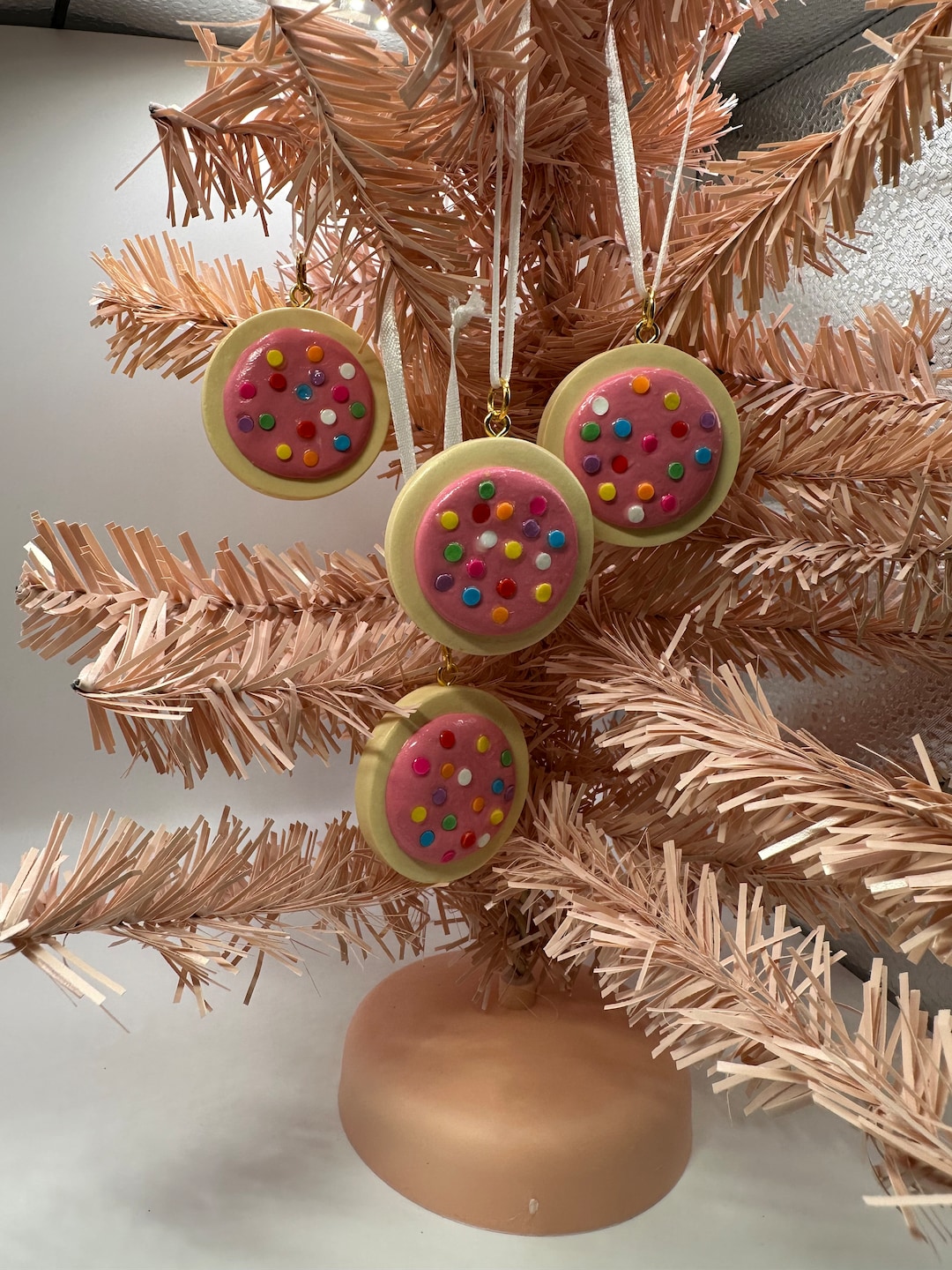 Handmade Pink Sugar Cookie Tree Ornament One-of-a-kind Unique Christmas ...