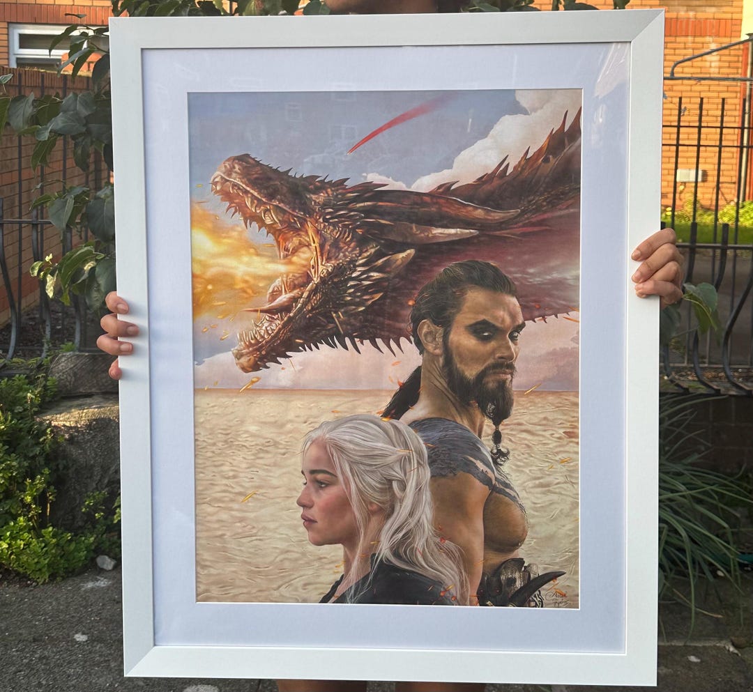 Game of Thrones Daenerys, Khal Drogo and Drogon Original Colour Pencil ...