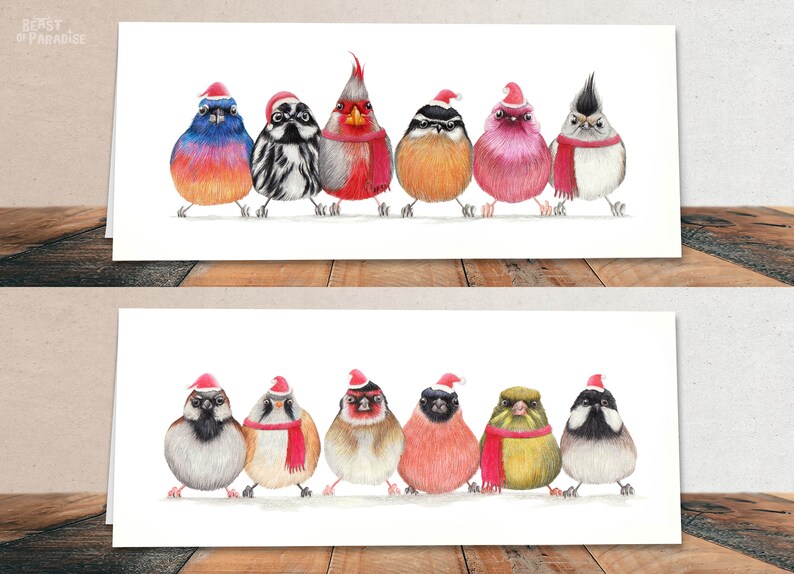 12 Cute Little Birdies Christmas Cards Set of 12 Handmade - Etsy