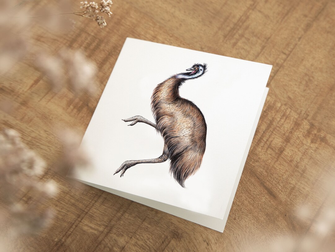 Emu Card, Birthday Card, Greeting Card, Whimsical Cards, Blank Cards ...