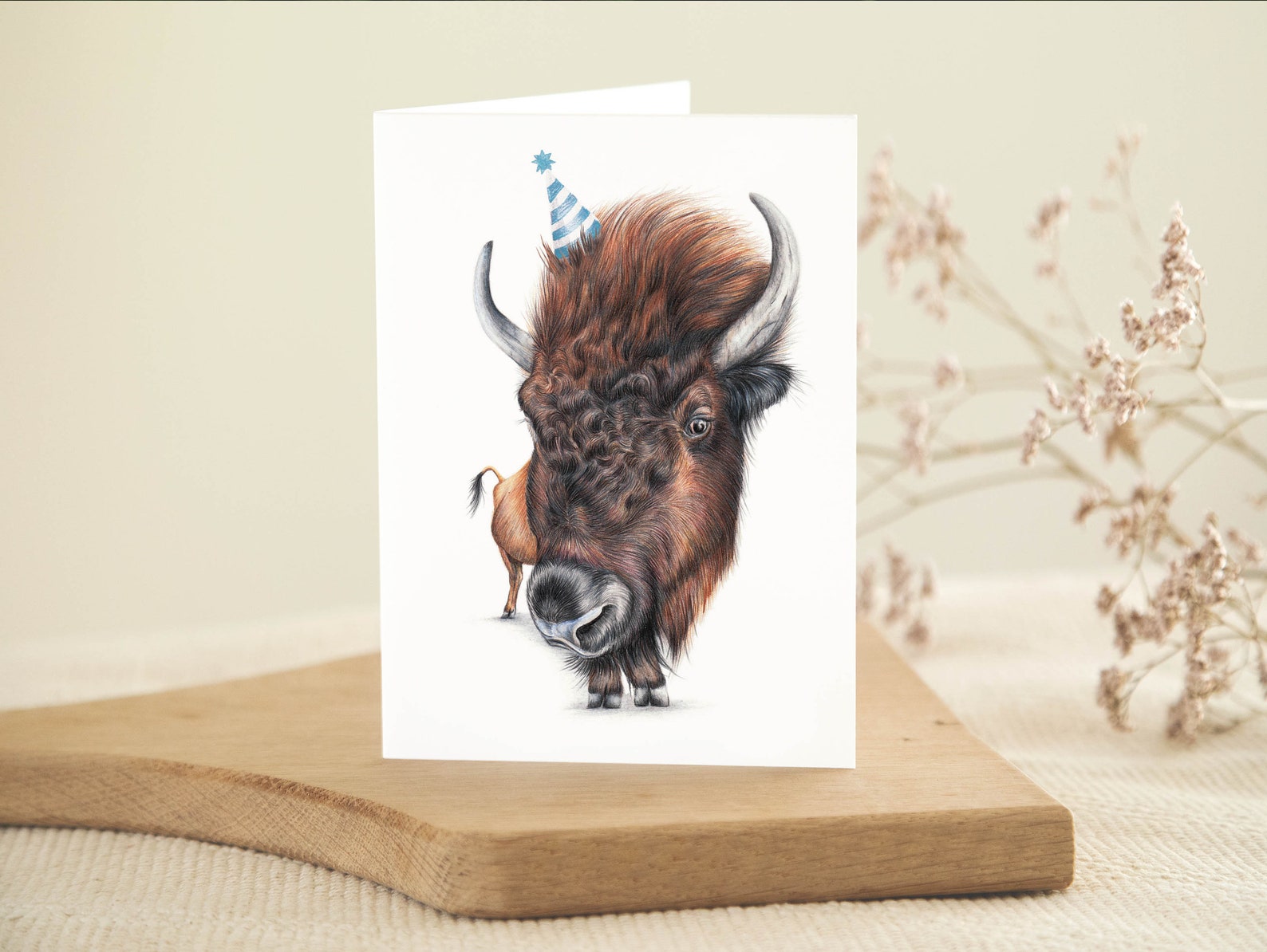 Bison Card, Birthday Card, Greeting Card, Whimsical Cards, Blank Cards ...
