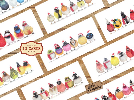 12 Cute Little Birdies Christmas Cards Set of 12 Handmade - Etsy