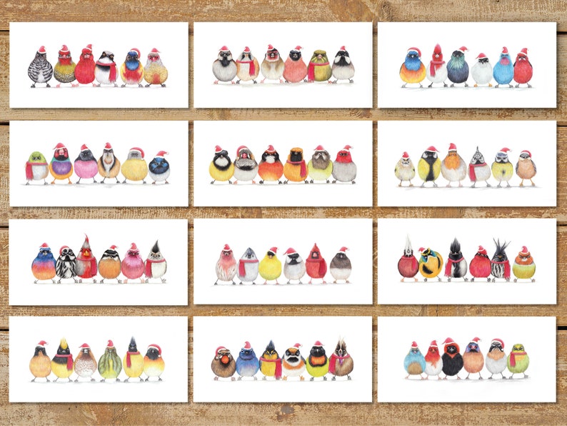 12 Cute Little Birdies Christmas Cards Set of 12 Handmade - Etsy