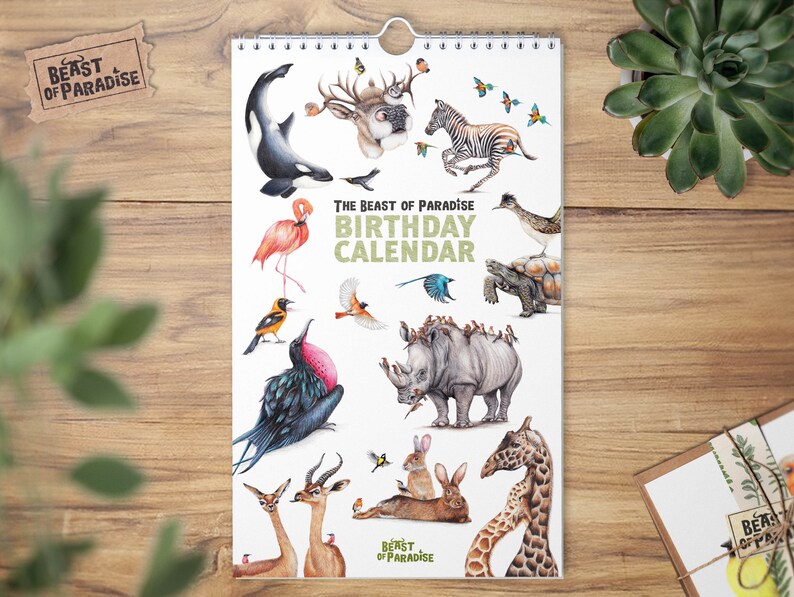 Wildlife Birthday Calendar Perpetual Calendar Gift for - Etsy