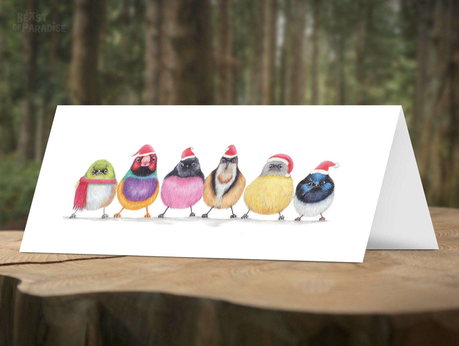 6x Christmas Cards Set of 6 Cute Little Birdies Handmade - Etsy