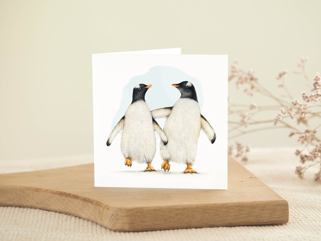 Penguin Card, Birthday Card, Greeting Card, Whimsical Cards, Blank ...