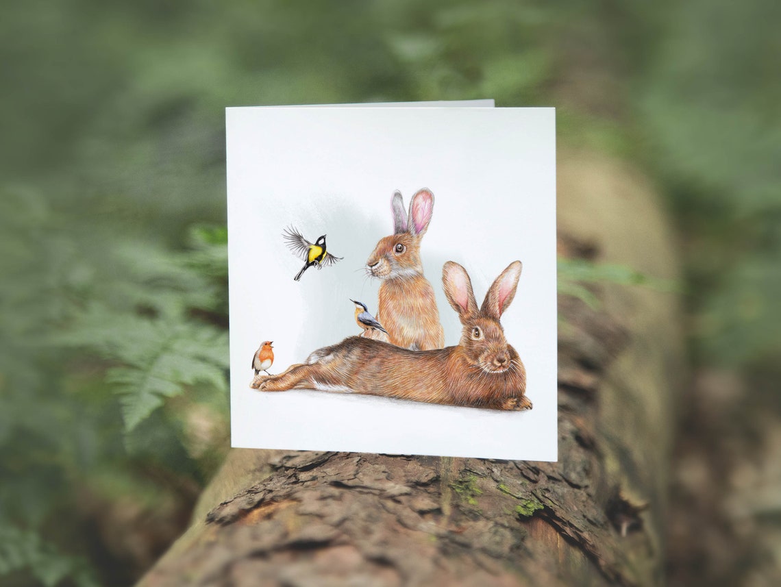 Bunny Card, Birthday Card, Greeting Card, Whimsical Cards, Mother's Day ...