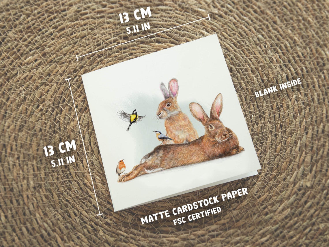 Bunny Card, Birthday Card, Greeting Card, Whimsical Cards, Mother's Day ...