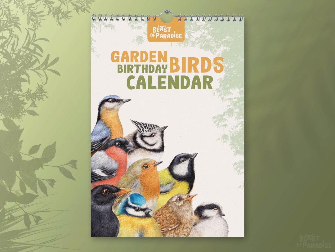 Birds Birthday Calendar, Perpetual Calendar, Gift for Friend, Art ...