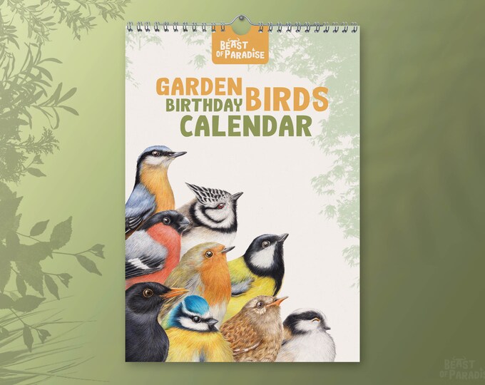 Birds Birthday Calendar, Perpetual Calendar, Gift for Friend, Art ...