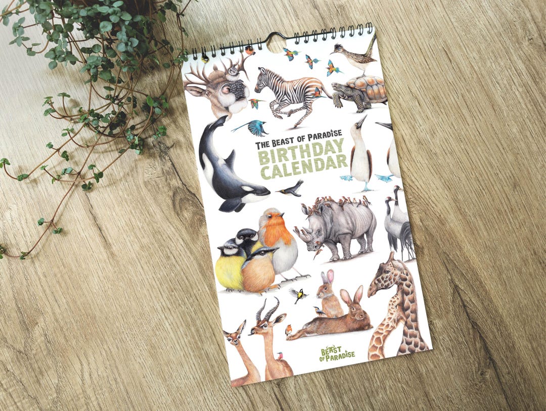 Perpetual Calendar, Birthday Calendar, Animal Calendar, Recycled ...