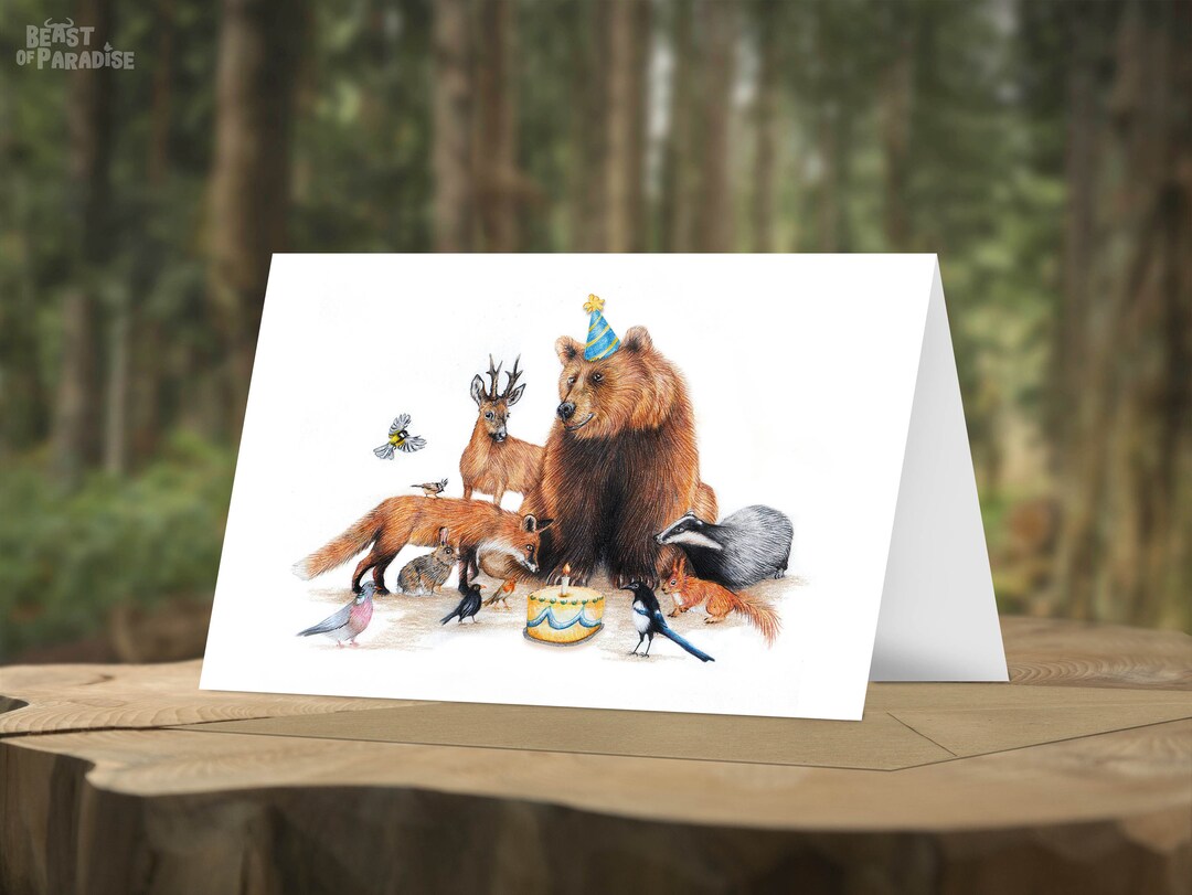 Happy Bear Day, Birthday Card, Greeting Card, Whimsical Cards, Blank ...