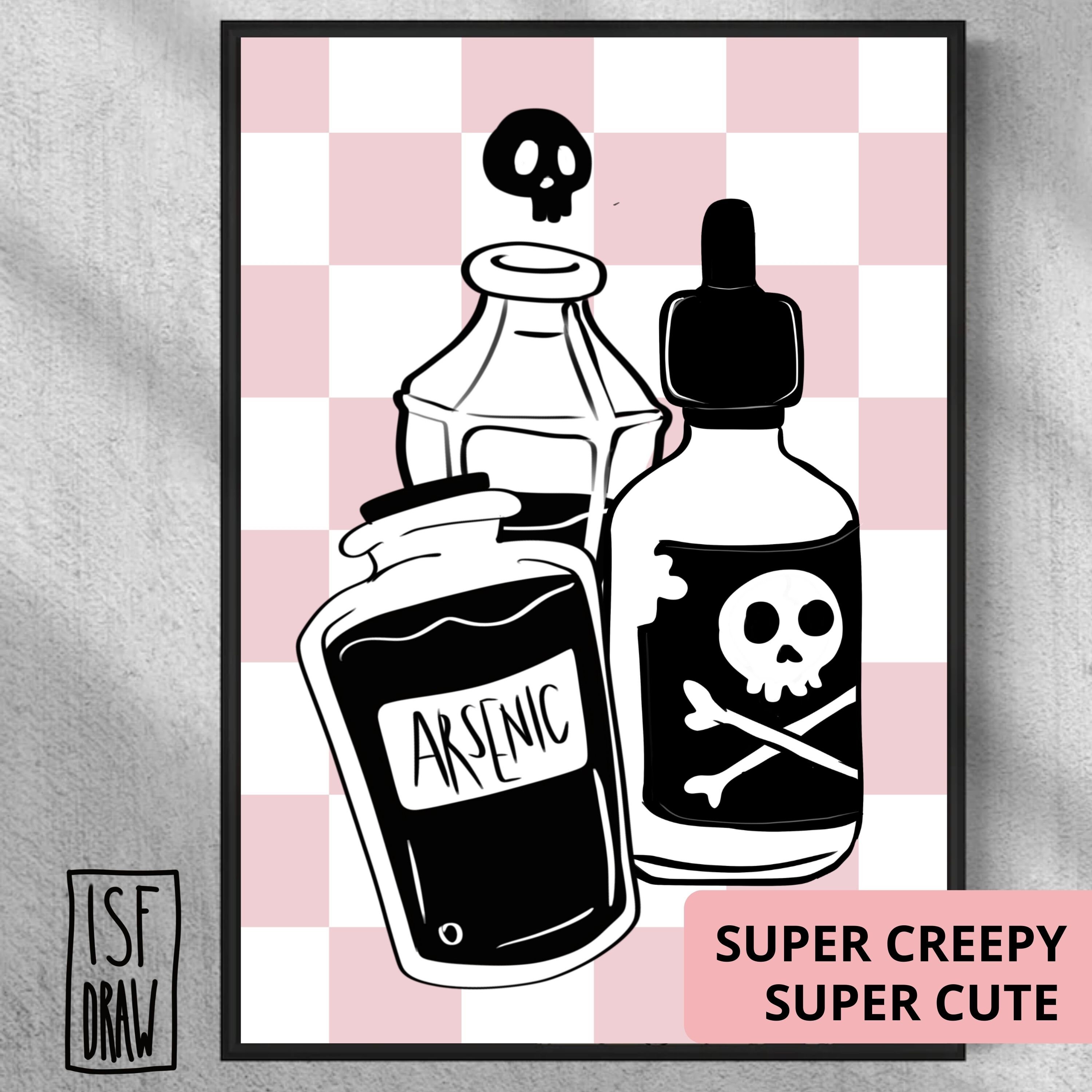 Creepy Cute Pastel Goth Dark AESTHETIC Girly Gothic Poster Set Strange ...