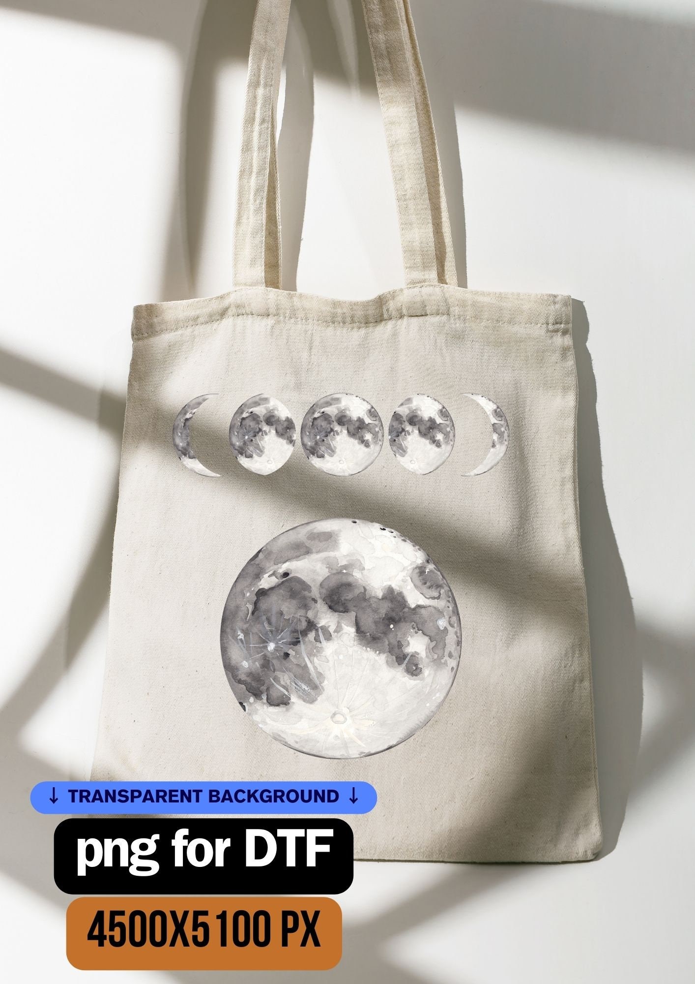 Moon Png for DTF, Moon Phases Png Designs for Shirt, Night Moon Png for ...