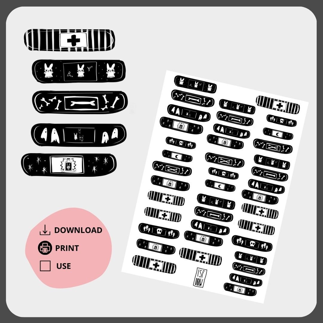 Band Aid Printable Stickers Kawaii Planner Stickers Printable Pastel ...
