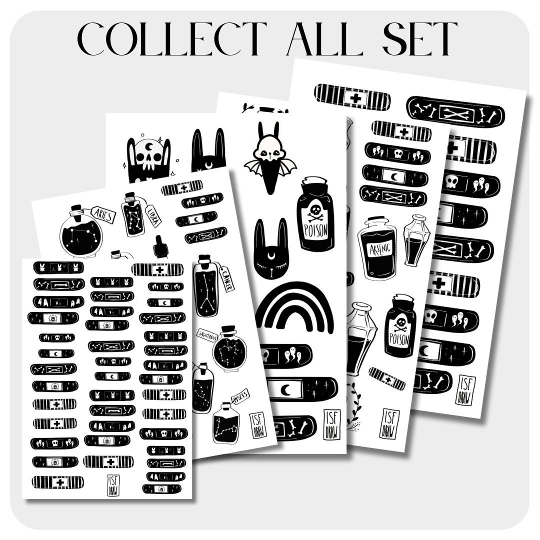 Creepy Cute Stickers Bundle Printable Plaster Stickers Dark Academia ...