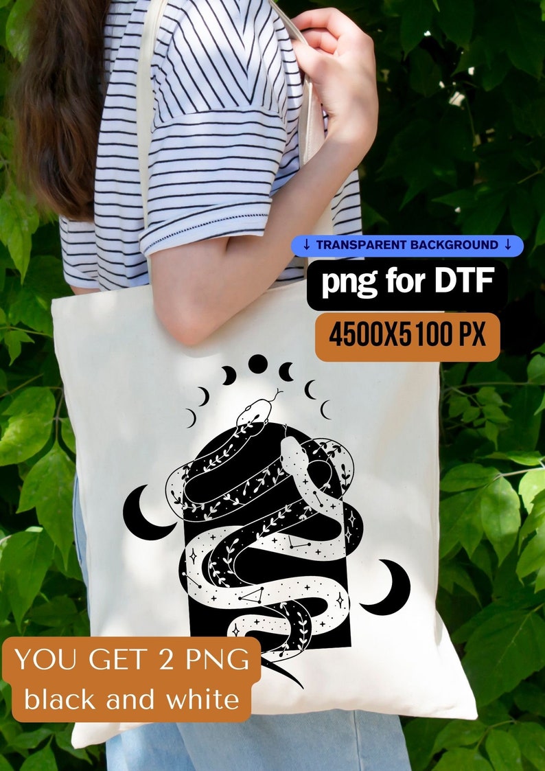 Snake Tarot Card Png Designs for DTF and Sublimate, Moon Phases Png ...