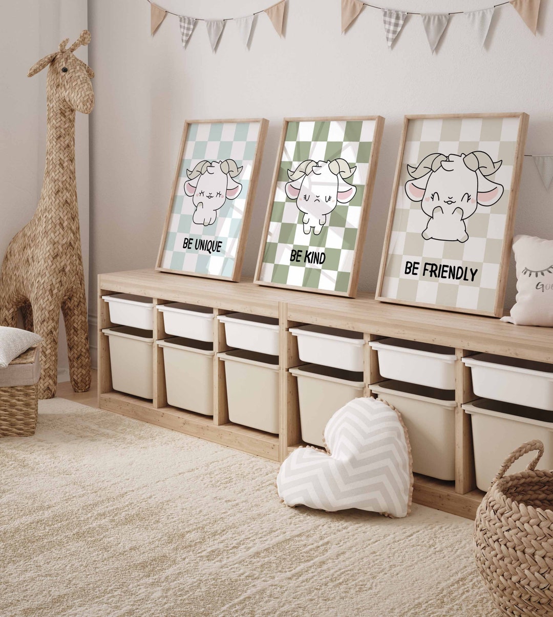 Baby Goat Funny Poster Checker Poster Kawaii Cute Goat Posters Gender ...