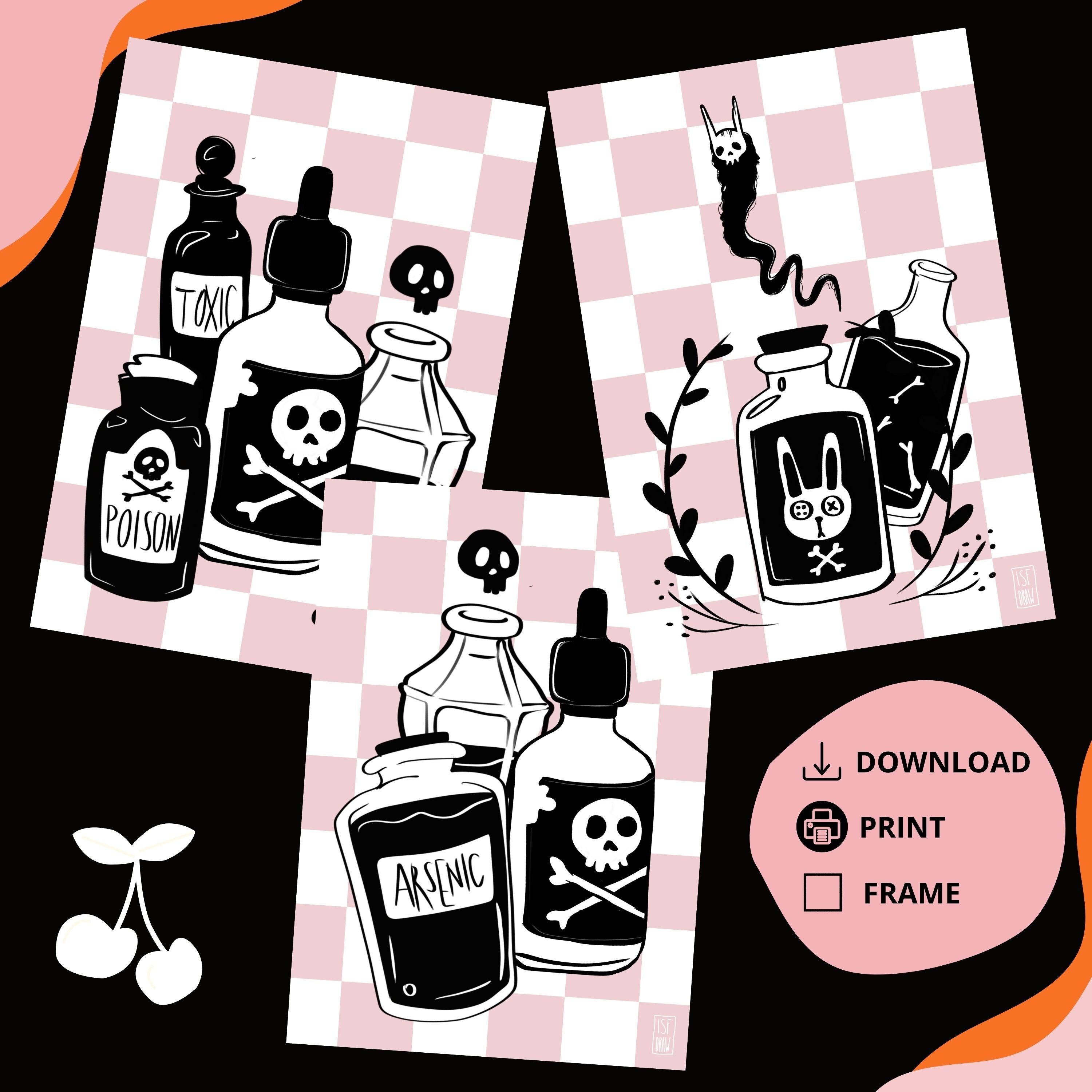 Creepy Cute Pastel Goth Dark AESTHETIC Girly Gothic Poster Set Strange ...