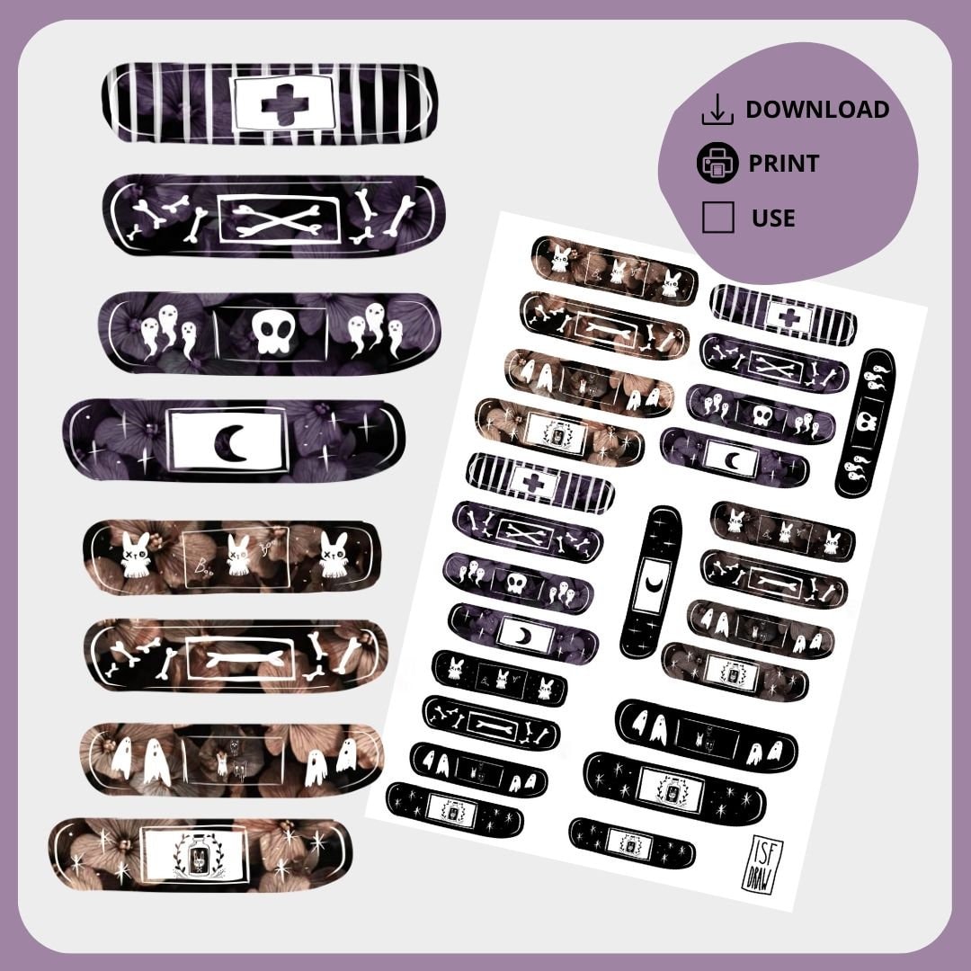 Printable Plaster Stickers Dark Academia Planner Stickers Printable ...