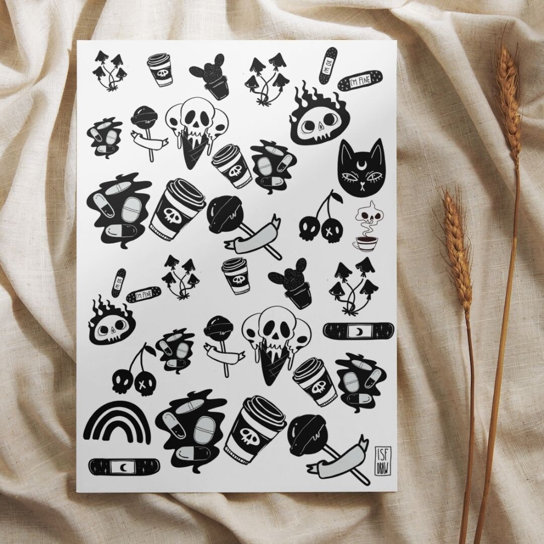 Creepy Cute Stickers Bundle Printable Plaster Stickers Dark Academia ...