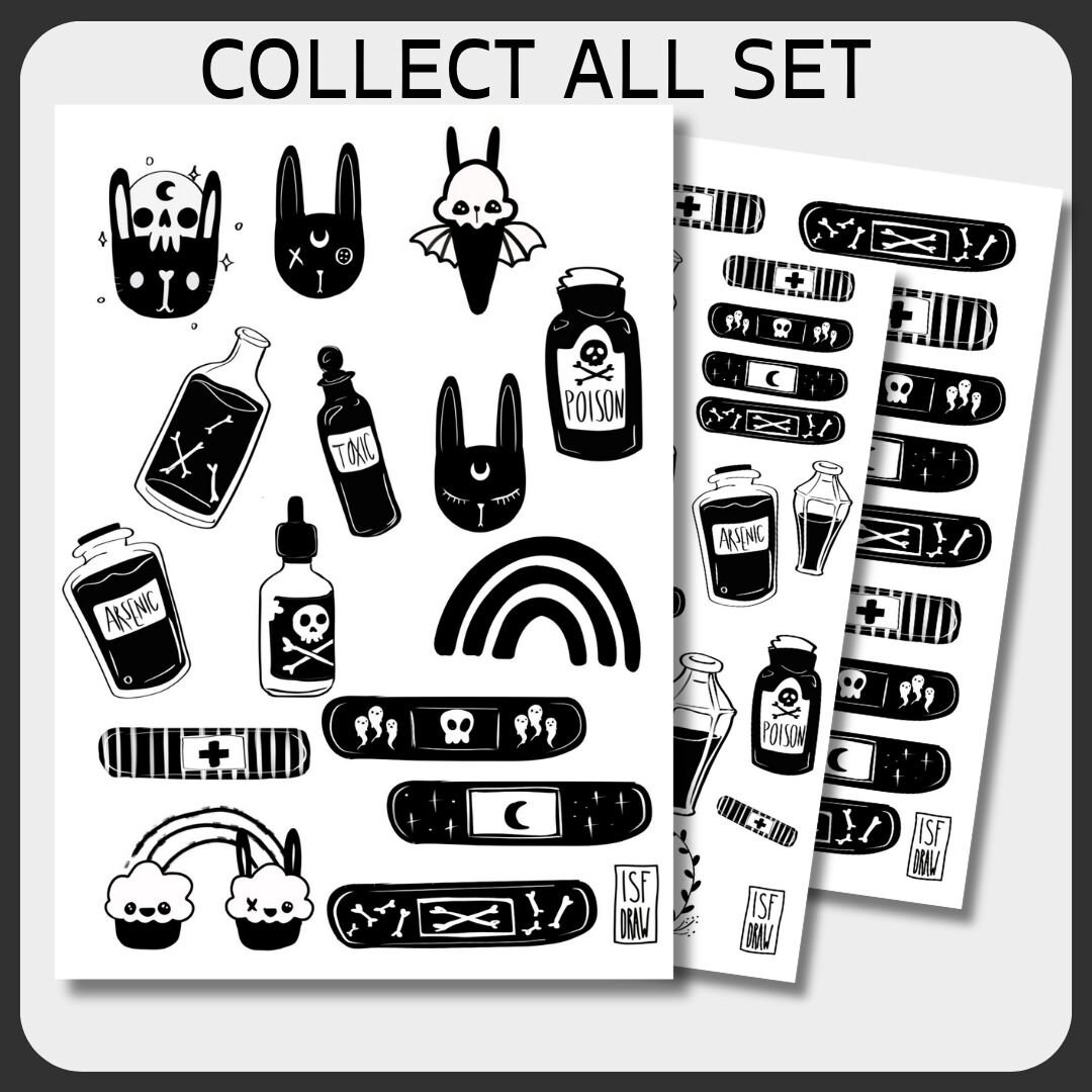 Creepy Cute Stickers Bundle Printable Plaster Stickers Dark Academia ...