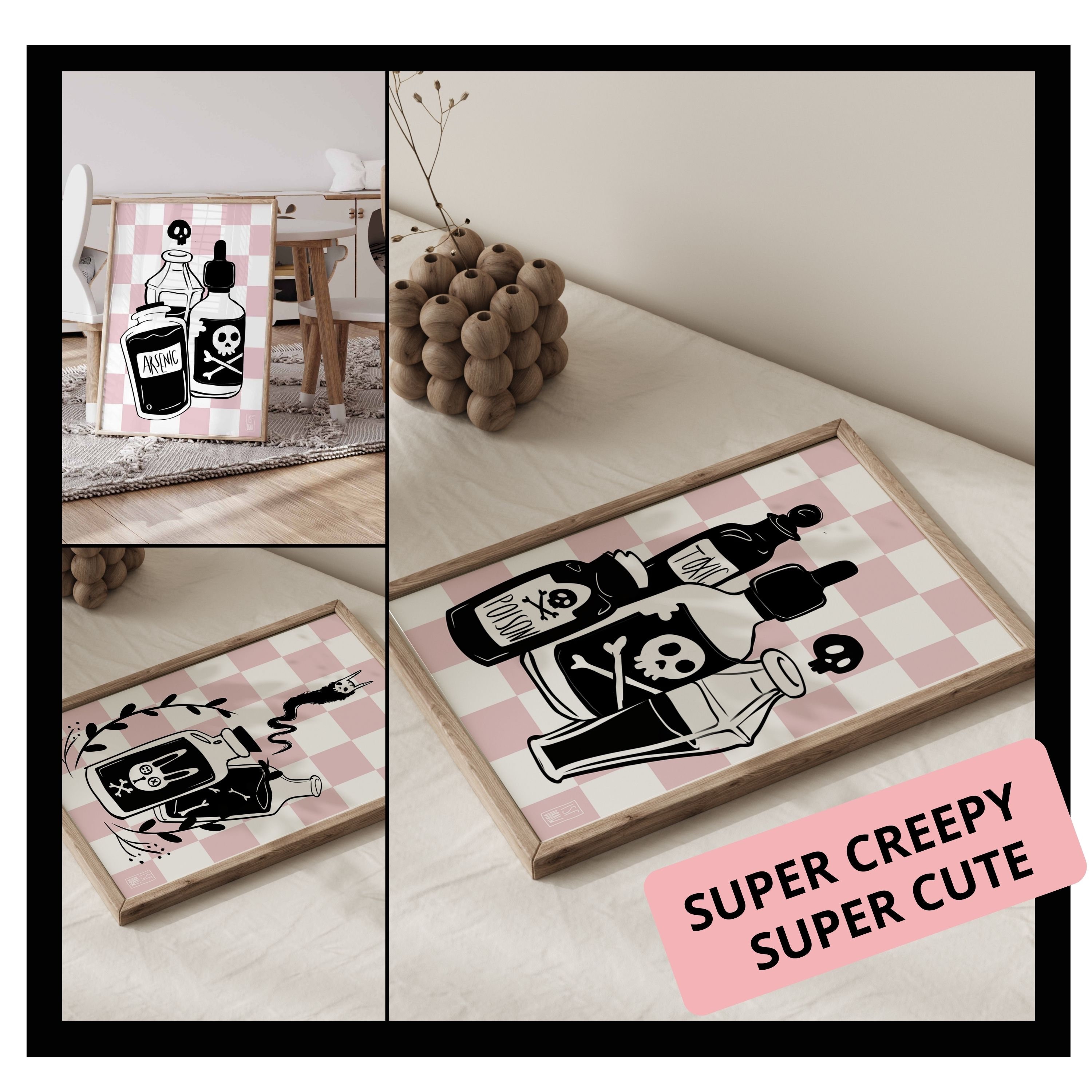 Creepy Cute Pastel Goth Dark AESTHETIC Girly Gothic Poster Set Strange ...