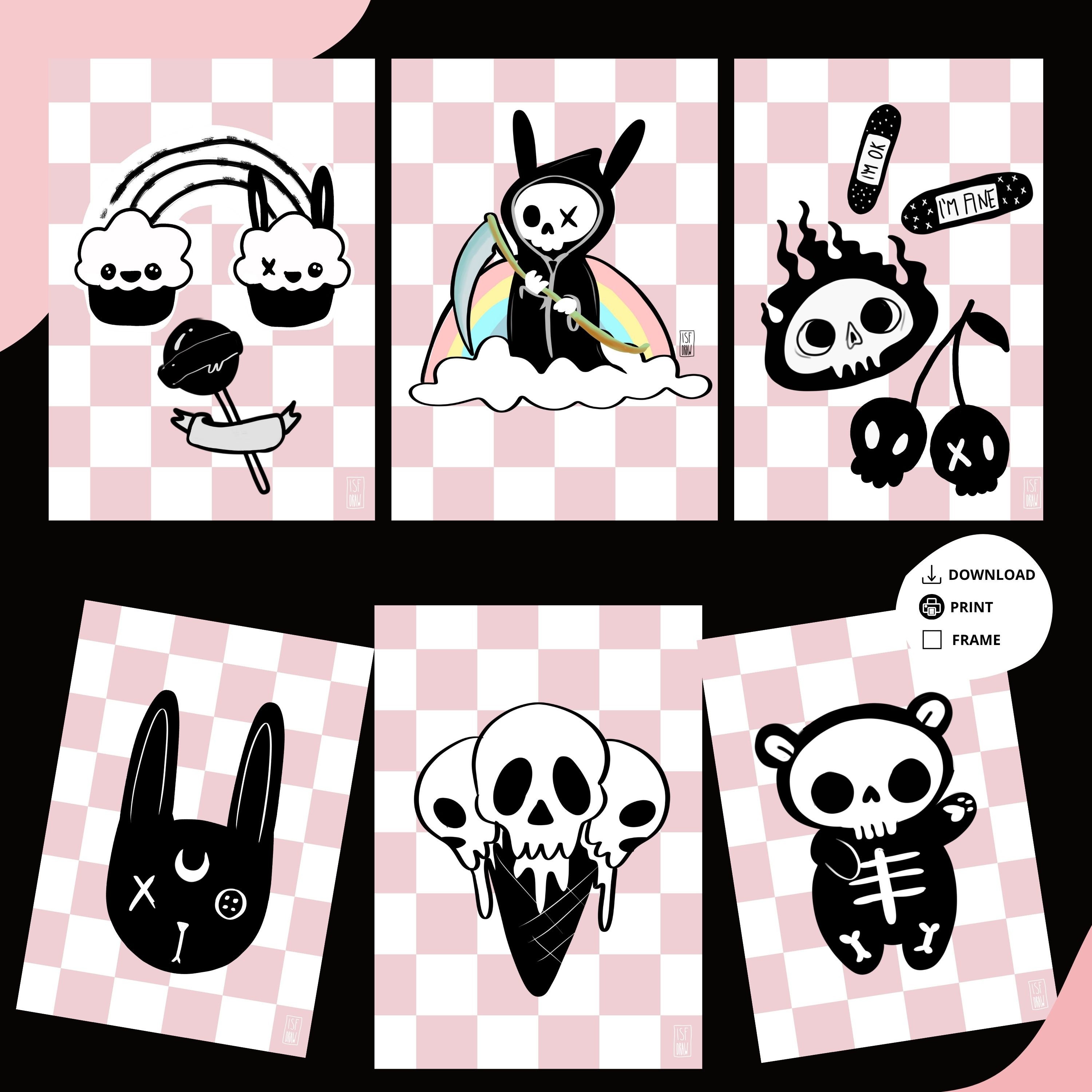 6 PACK Creepy Cute Pastel Goth Dark AESTHETIC Girly Gothic Poster Set ...