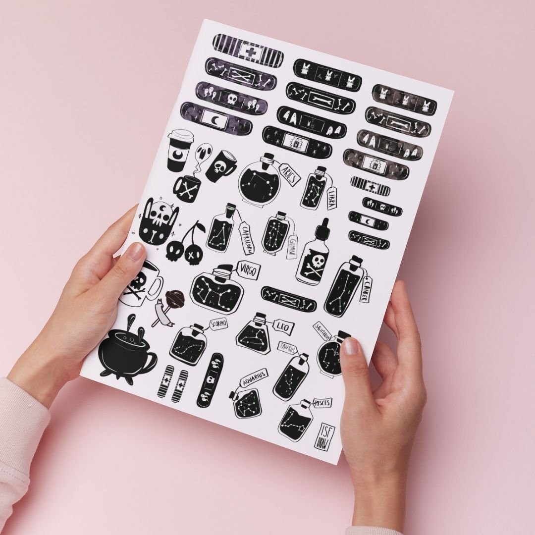 Creepy Cute Stickers Bundle Printable Plaster Stickers Dark Academia ...