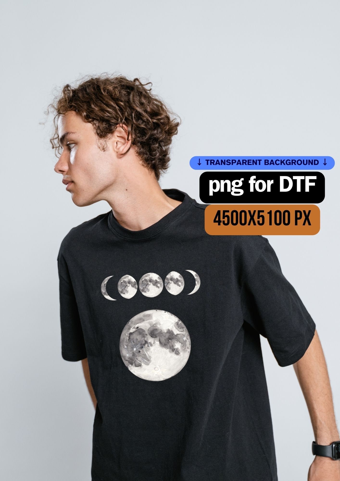 Moon Png for DTF, Moon Phases Png Designs for Shirt, Night Moon Png for ...